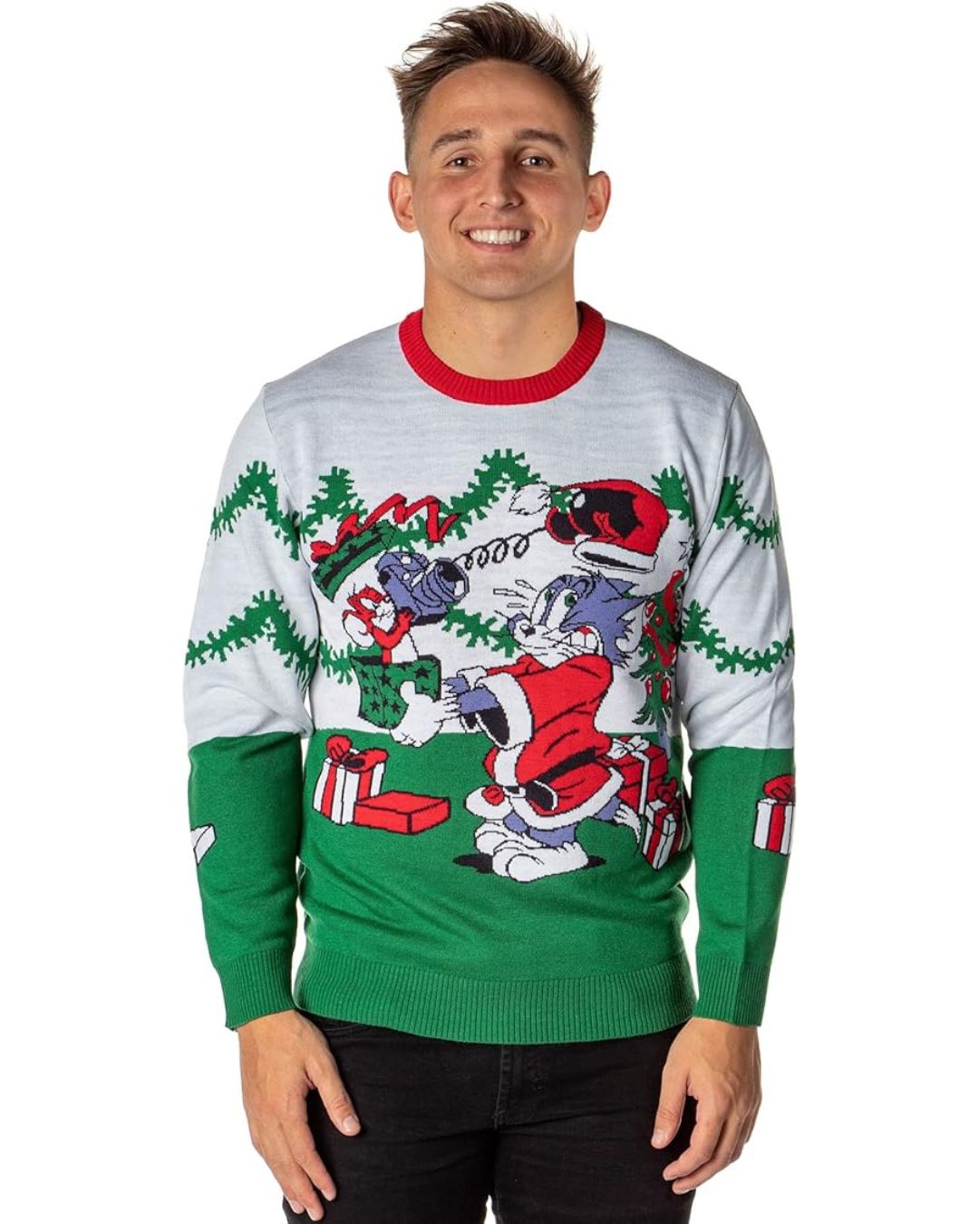 Tom and Jerry Surprise! Ugly Christmas Sweater - RetroFestive.ca