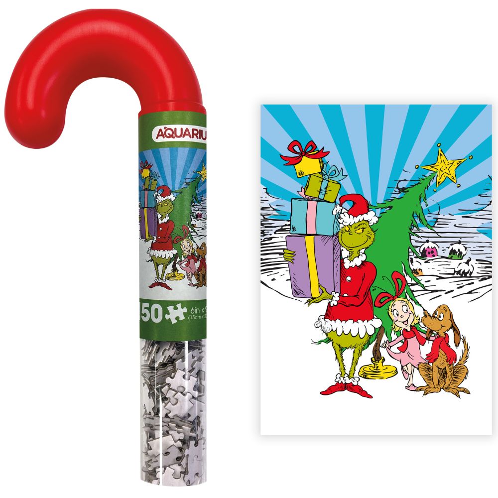 The Grinch 150 Piece Jigsaw Puzzle in Candy Cane Tube - RetroFestive.ca