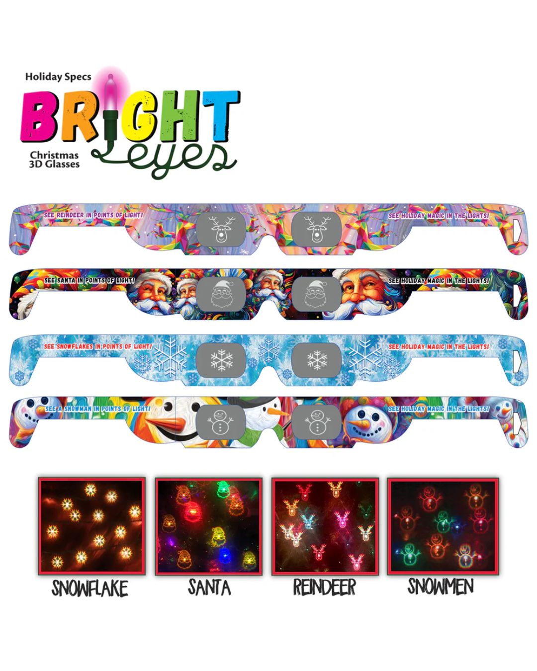 Bright Eyes 3-D Holiday Lights Specs - 4-Pack - RetroFestive.ca