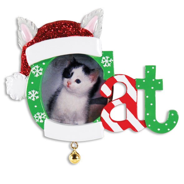 Christmas Cat Frame Personalized Ornament - RetroFestive.ca