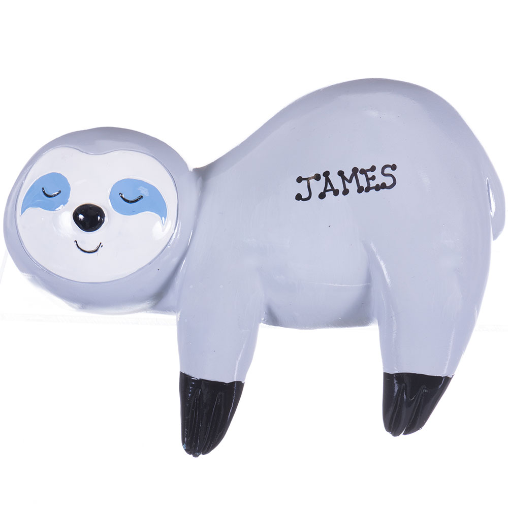 Personalized Grey Sloth Money Bank - RetroFestive.ca