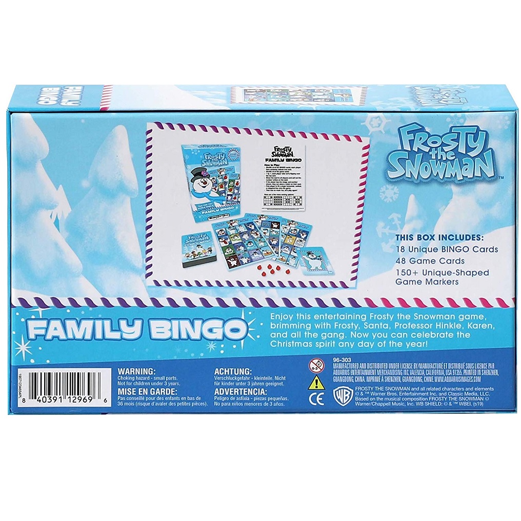 Frosty The Snowman Family Bingo - RetroFestive.ca
