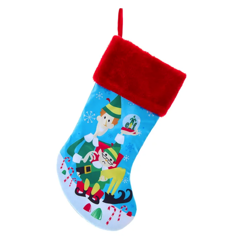 Buddy and Papa ELF Christmas Stocking with Plush Cuff - RetroFestive.ca