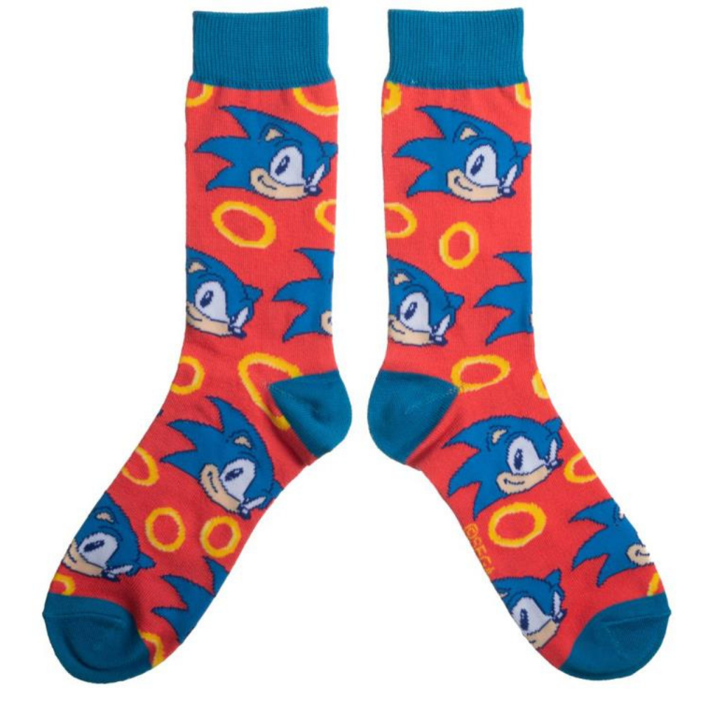 SEGA Sonic 3-Pair Pack Crew Socks in Giftbox by Bioworld - RetroFestive.ca