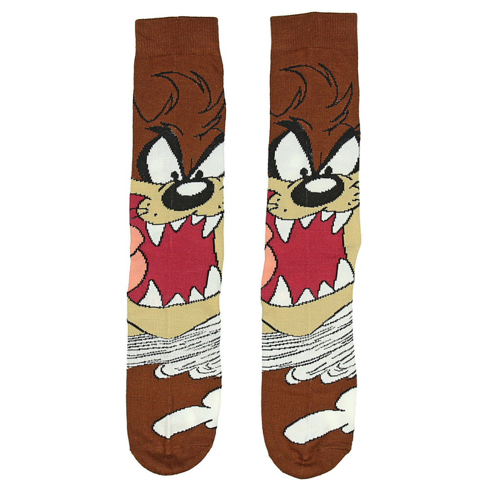 Looney Tunes Tasmanian Devil Face Crew Socks by Bioworld - RetroFestive.ca