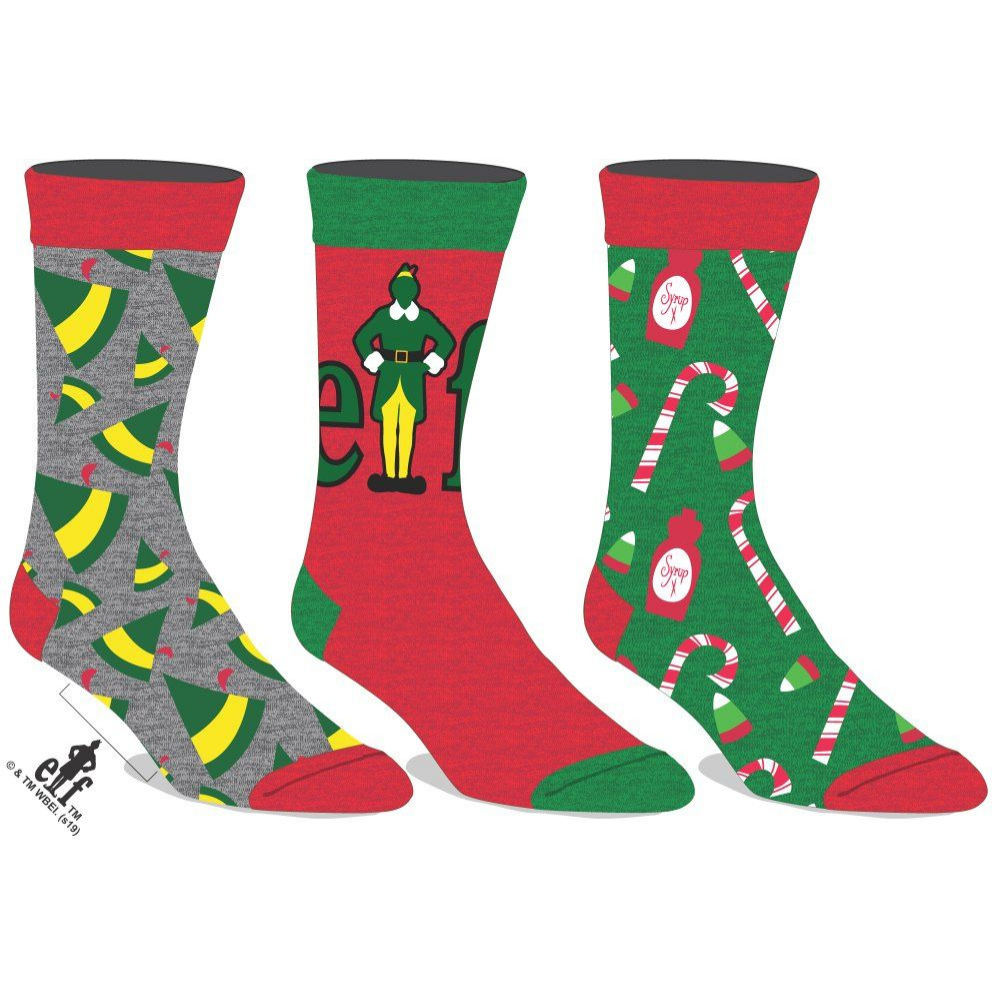 Elf The Movie 3-Pair Pack Crew Socks in Giftbox by Bioworld ...
