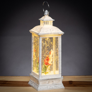 LED Spinning Water Cardinals on Birch Tree Lantern - RetroFestive.ca