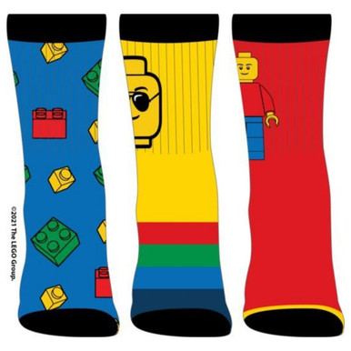 LEGO 3-Pair Pack of Youth Crew Socks by Bioworld - RetroFestive.ca