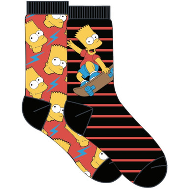 Bart Simpson Skateboard 2-Pair Pack of Crew Socks - RetroFestive.ca