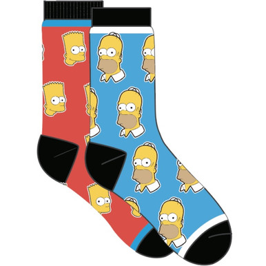 The Simpsons Homer and Bart All Over 2-Pair Pack of Crew Socks ...