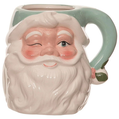 Teal Retro Santa 16 oz Sculpted Mug - RetroFestive.ca