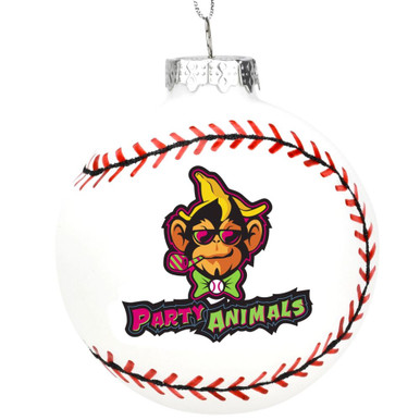 Party Animals Savannah Bananas Glass Baseball Ornament
