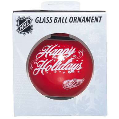 NHL Detroit Red Wings Happy Holidays Glass Ball Ornament - RetroFestive.ca