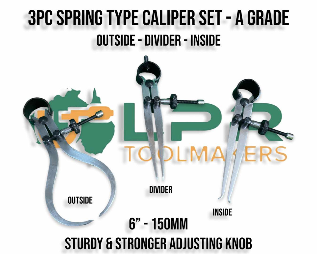 LPR Toolmakers - Standard & A Grade Spring Calipers 3pc Sets [6"/150mm]