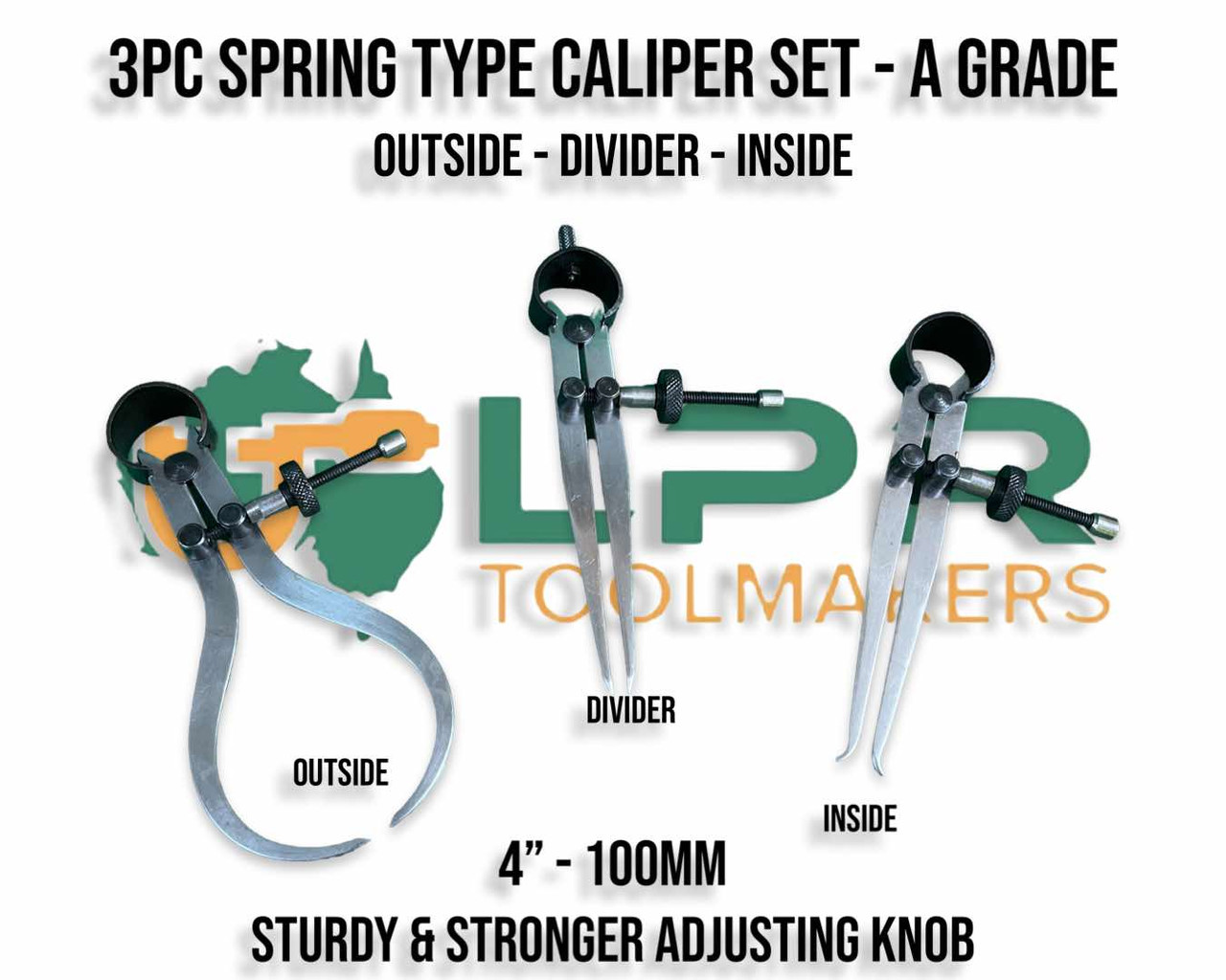 LPR Toolmakers - Standard & A Grade Spring Calipers 3pc Sets [4"/100mm]