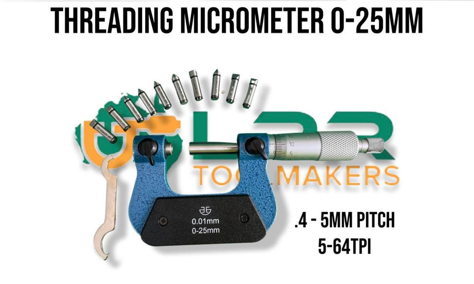 LPR Toolmakers - Thread Measuring Micrometer [0-25mm] with 10 Anvil