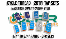 LPR Toolmakers - Cycle [20TPI] 3pc Tap Sets Carbon Steel [1/4"-3/4"]