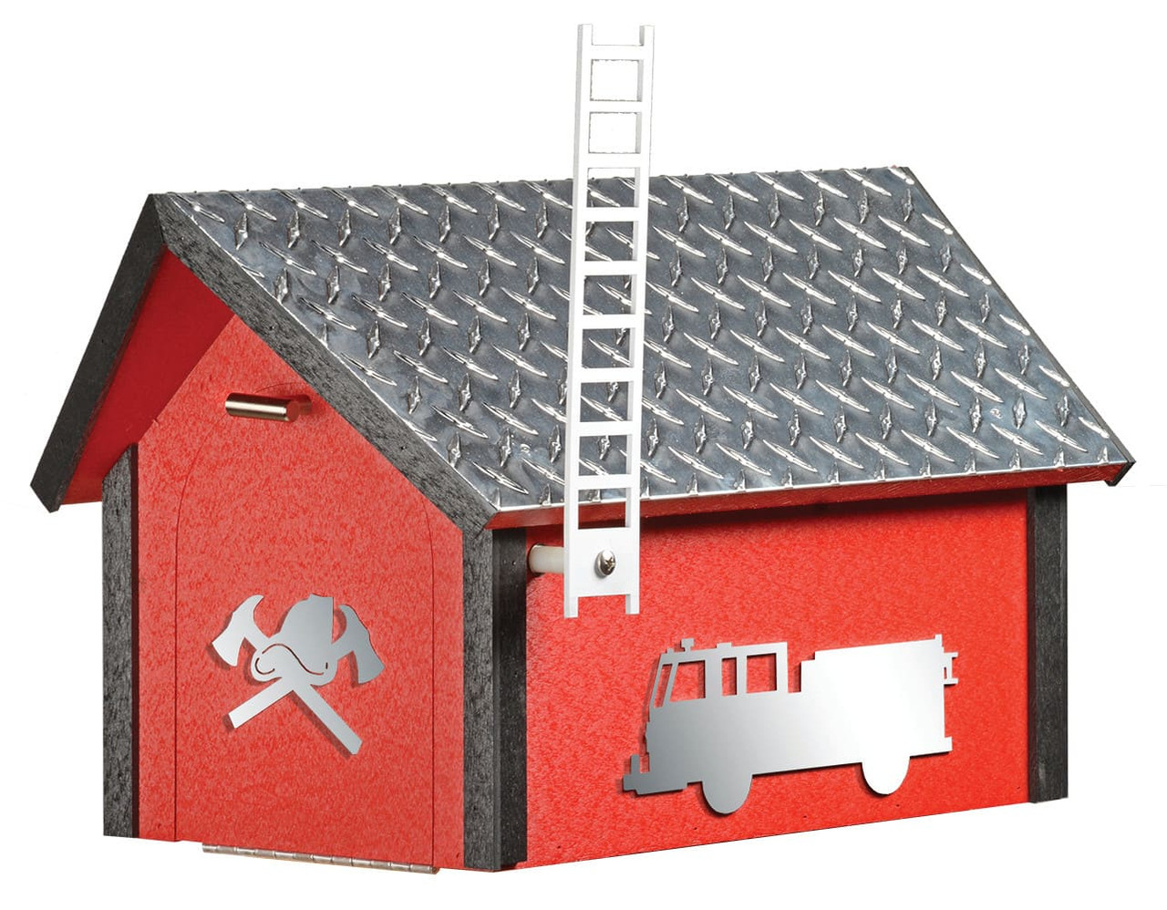 Deluxe Poly Mailbox with Fire Department Theme - Amish Handcrafted