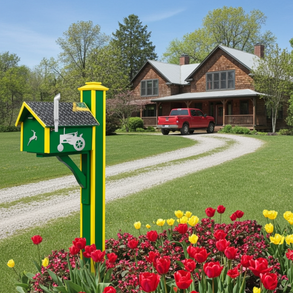 Amish Crafted - Deluxe Poly Mailbox in Tractor Design - Built to Last