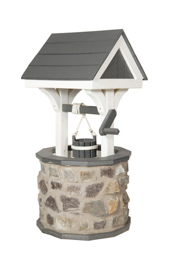 Amish Handcrafted Stone & Poly Wishing Well - Small