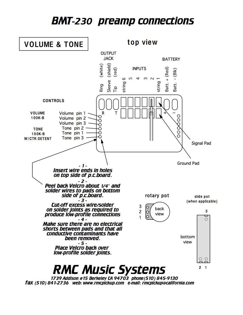 RMC Pickups | BMT 222 preamp | SOUNDISLANDMUSIC.COM