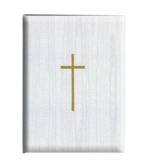 White Silk with Gold Cross Register Book - Turner Memorial