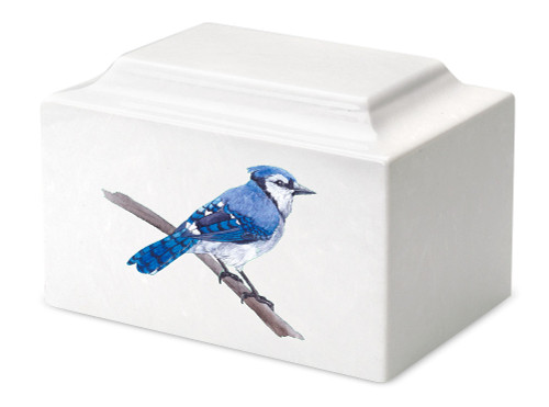Blue Jay Cultured Marble Urn - Turner Memorial