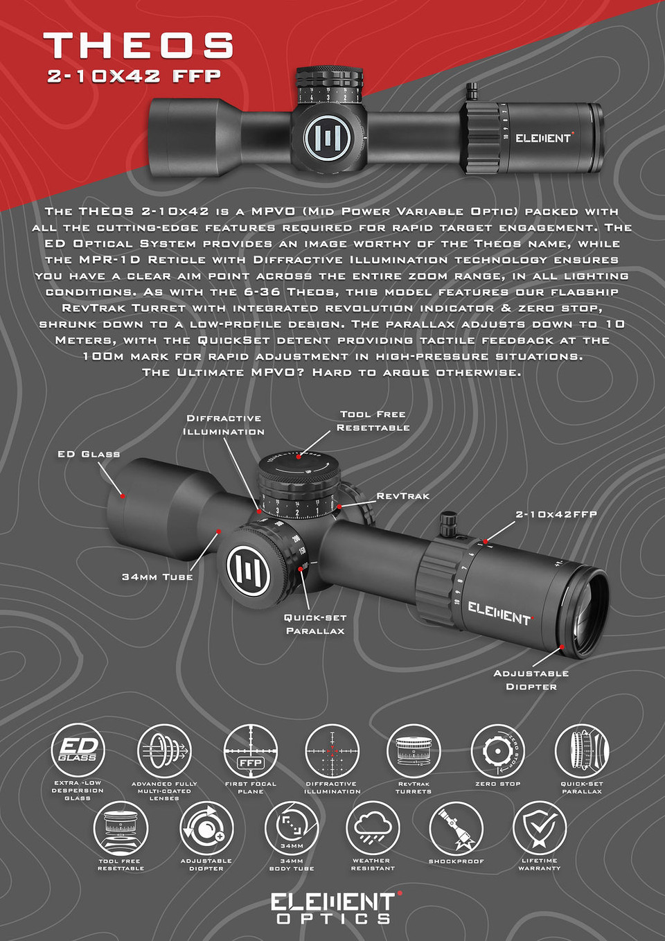 ELEMENT Theos 2-10x42 - ALTUS Shooting Solutions