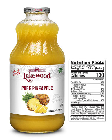 LAKEWOOD Pineapple Juice FreshPress 32oz - Rockwall Nutrition
