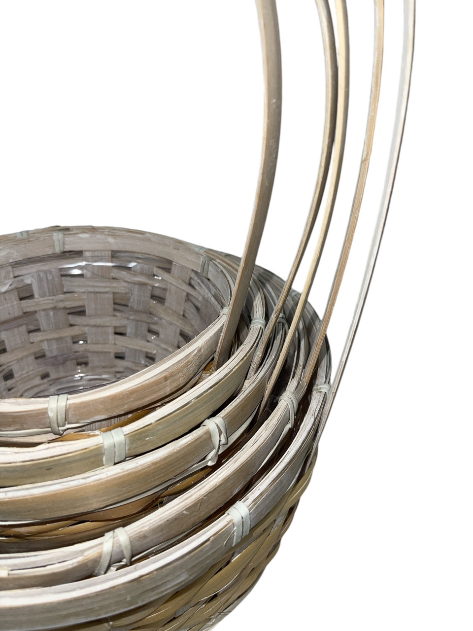 White Washed Rattan Handled Baskets Set of 20