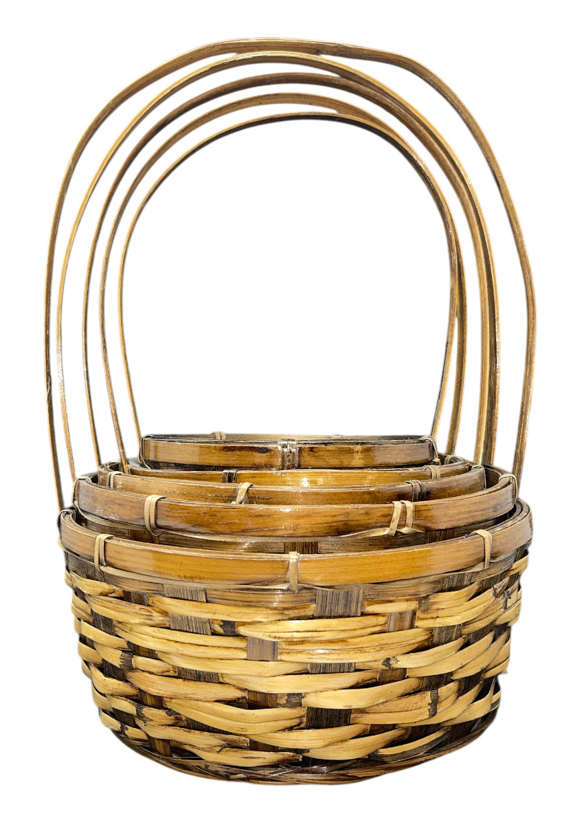 Stained Rattan Baskets 40 Piece Set