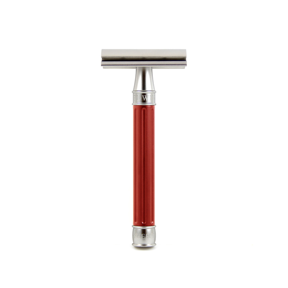 Edwin Jagger 3one6 Stainless Steel Grooved Red Double Edge Safety Razor ...