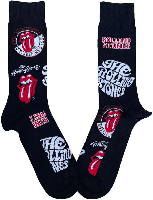 Rolling Stones Logos Socks Black - Merch2rock Alternative Clothing