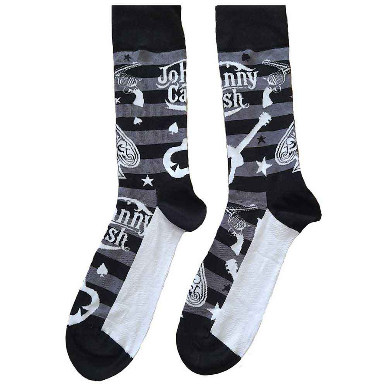 Johnny Cash Guitars n Guns Band Logo Ankle Socks Black - Merch2rock ...