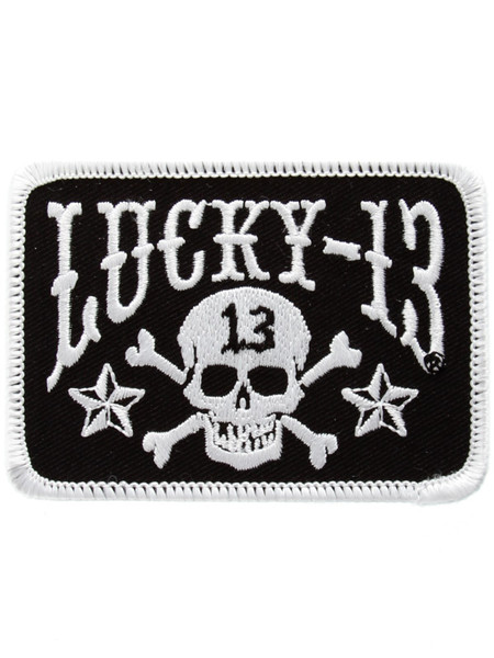 Lucky 13 Patch - Skull Stars Black White - Merch2rock Alternative Clothing