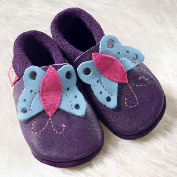 Handmade Natural Leather Soft Soled Indoor Slippers _ "Jasmin" - Little ...