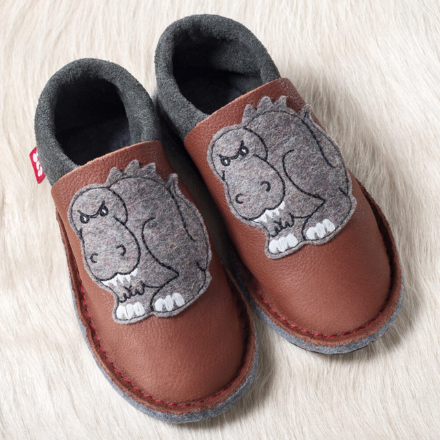 Handmade Natural Leather Indoor Slippers - "Dragonfly" - Little Spruce ...