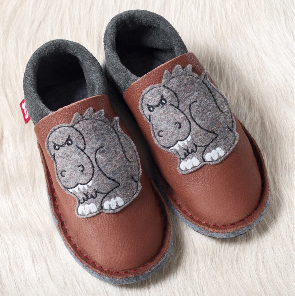 Handmade Natural Leather Indoor Slippers - "Dragonfly" - Little Spruce ...