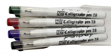 Zig Calligraphy Pen Oblique 2mm- 4 Color Set | Marker Supply