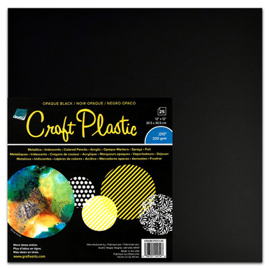 Grafix Craft Plastic- Opaque Black- 25 Sheet Pack | Marker Supply