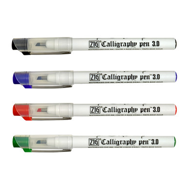 Zig Calligraphy Pen Oblique 3mm- 4 Color Set | Marker Supply