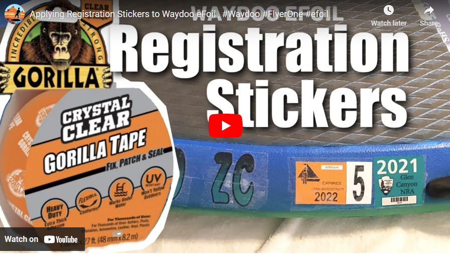 Applying Registration Stickers to Waydoo eFoil with Gorilla Tape ...