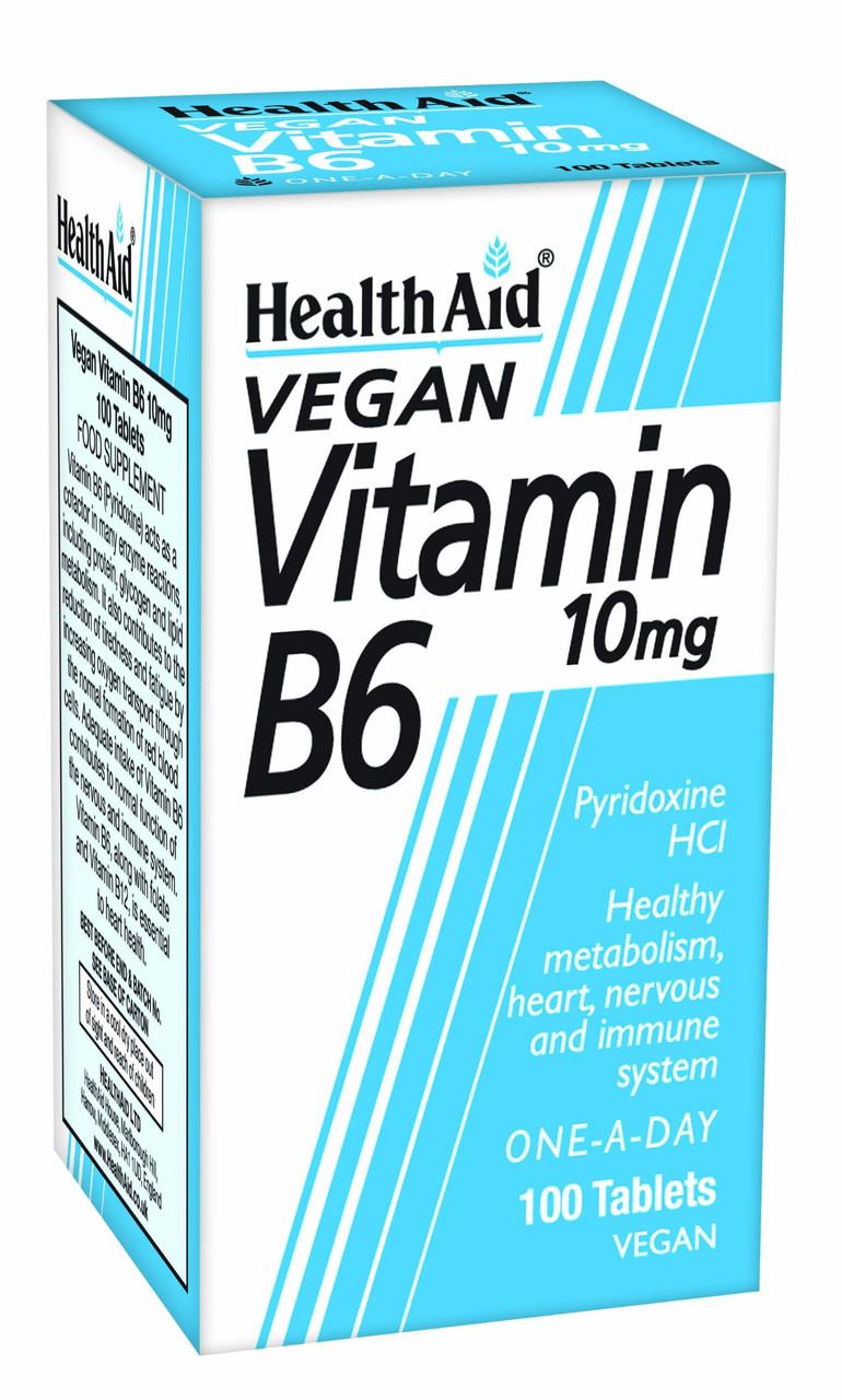 Health Aid Vitamin B6 (Pyridoxine HCl) 10mg, 100 Tablets - Oxford Lifestyle