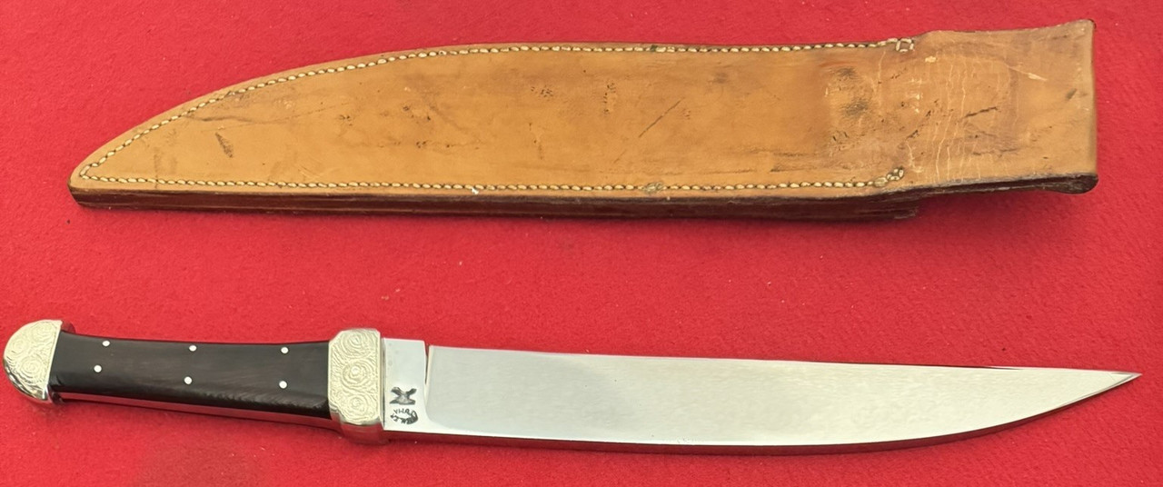 Don Weiler Custom Short Machete Fixed Blade Knife, Desert Ironwood, Sheath