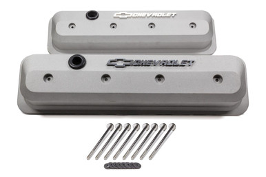SBC Valve Cover Slant Edge Gray Crinkle - Allgaier Performance