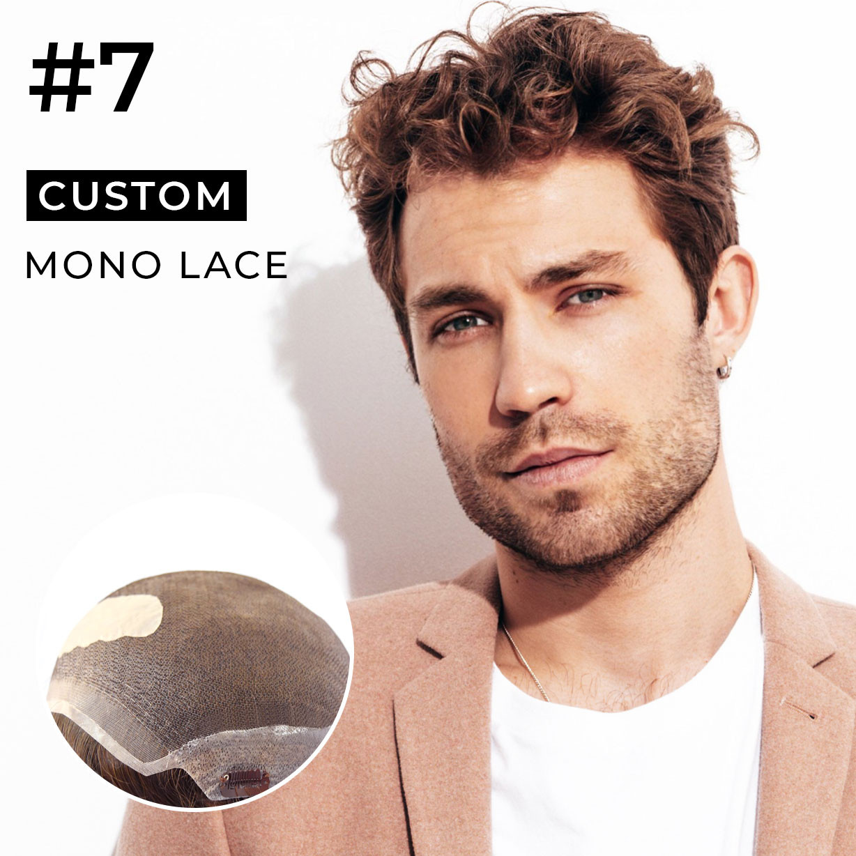 Custom Made Men's Mono Lace Wig | Full Head Wig