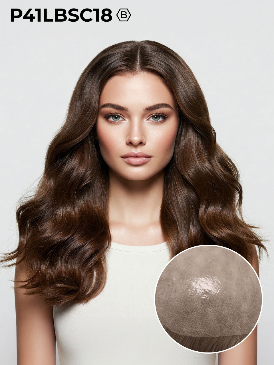 P41LBSC18 Skin Base Remy Human Hair Topper for Women - Superhairpieces.com