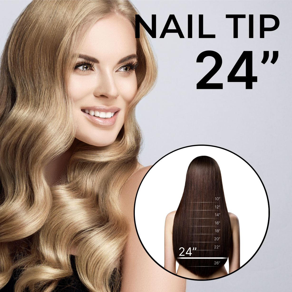 24 Inch Nail Tip / U-Tip Hair Extensions | Superhairpieces