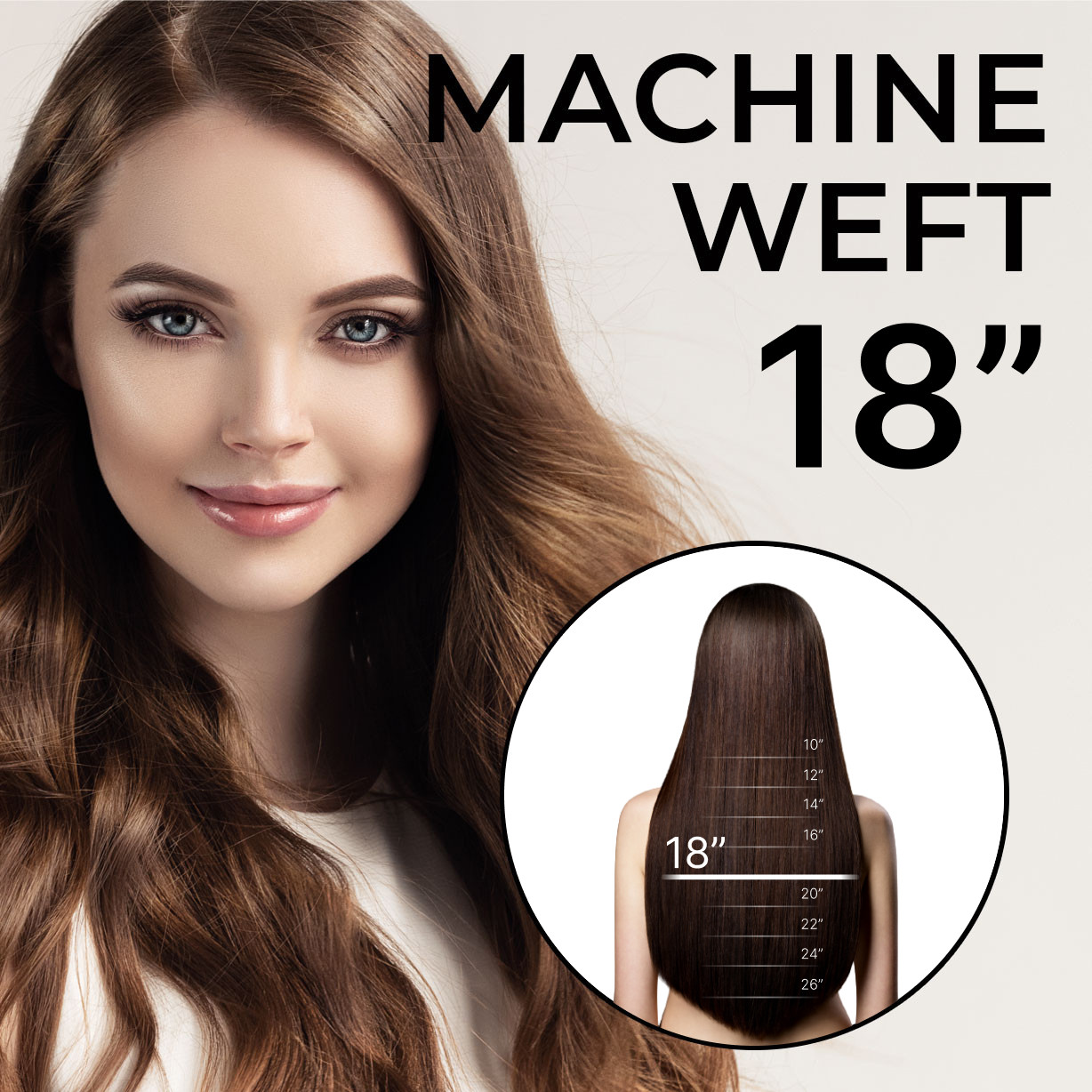 18 Inch Machine Weft Human Hair Extensions | Superhairpieces