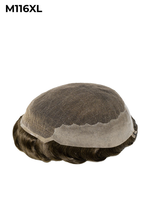 Mens Toupee M116XL Swiss Lace Poly Back Men's Hairpiece Extra Large ...